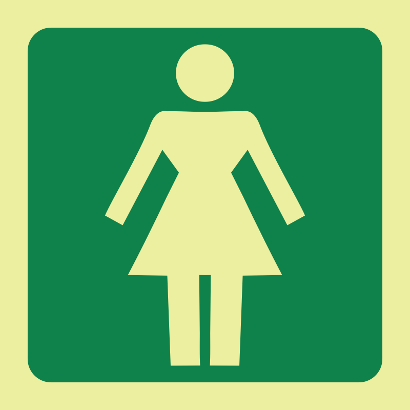 E27 - SABS Photoluminescent ladies (female) toilet safety sign | Safety ...